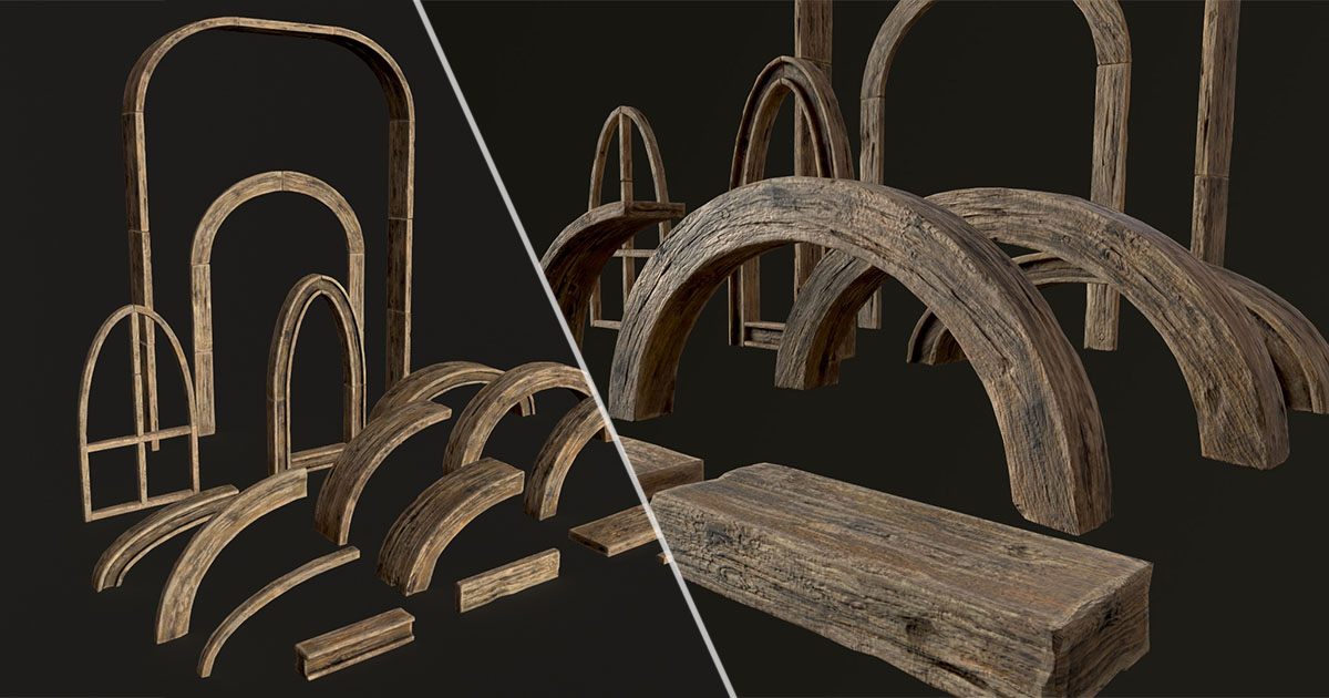 Wooden modular windows and arches | 3D Props | Unity Asset Store