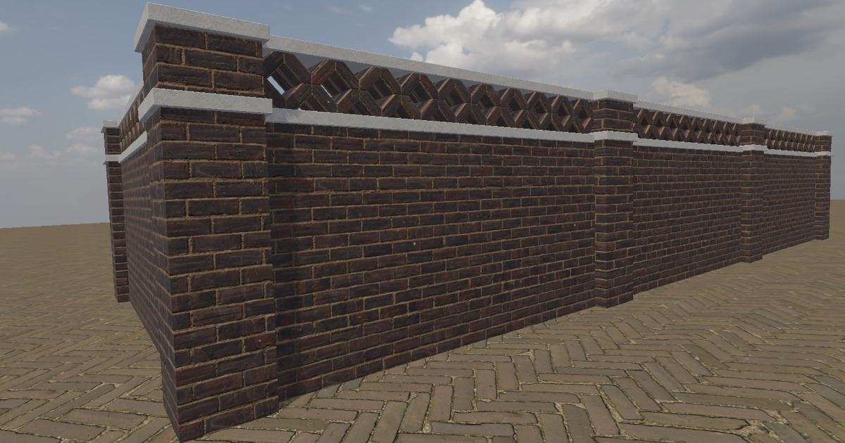 Modular Brick Garden Wall | 3D Exterior | Unity Asset Store