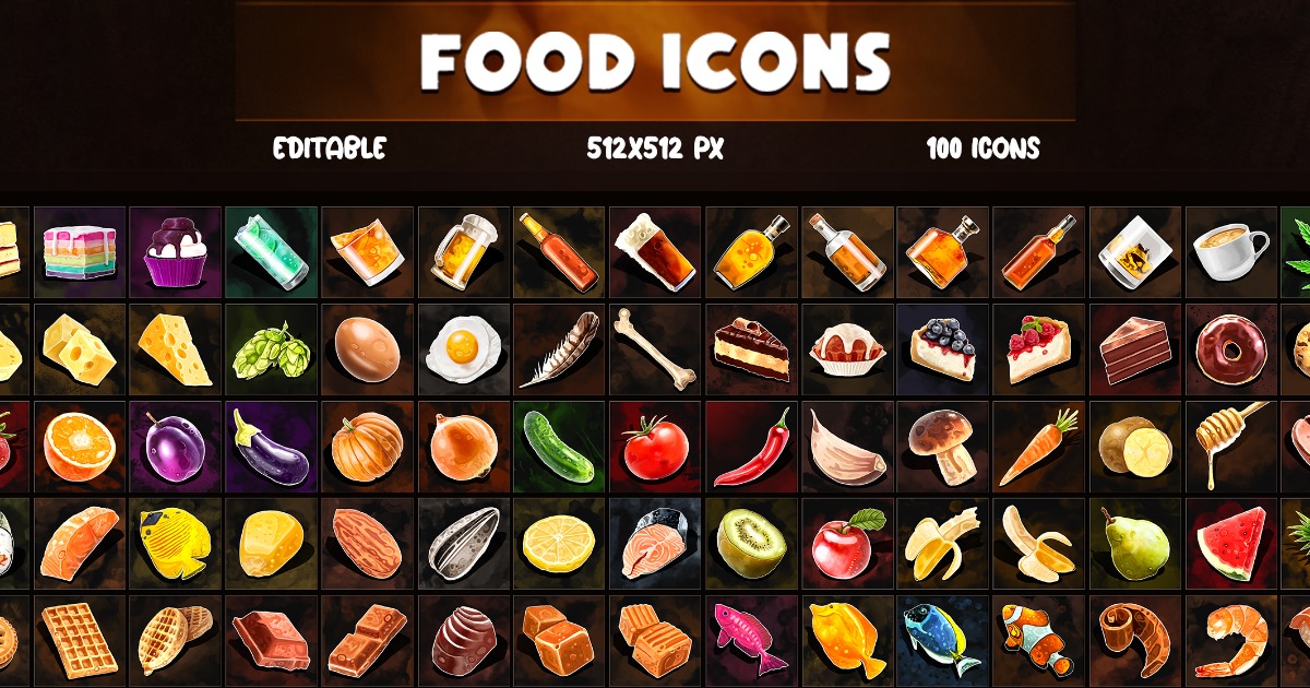 RPG Food Icons - Pack 01 | 2D Icons | Unity Asset Store