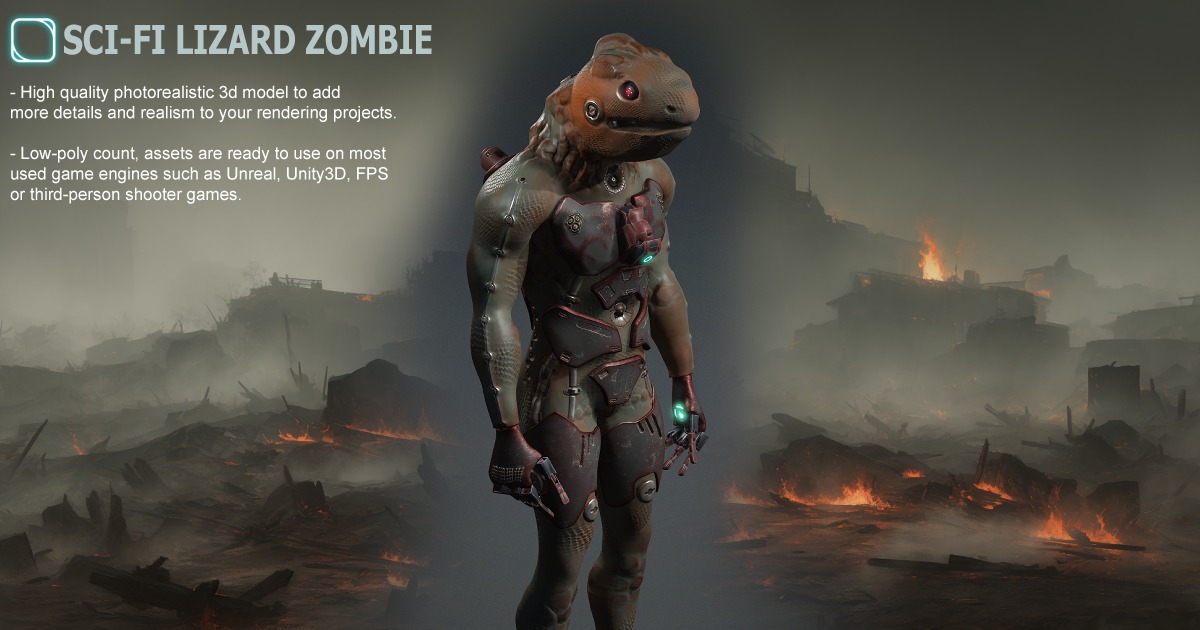 Sci-Fi Lizard Zombie | 3D Creatures | Unity Asset Store