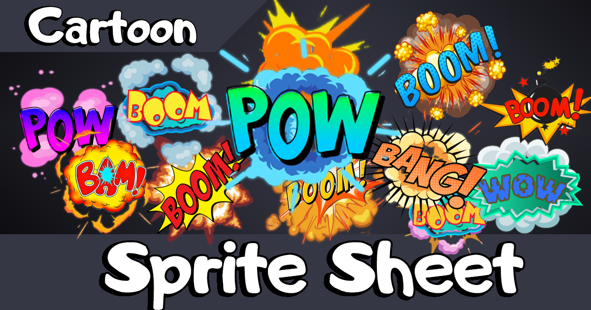Cartoon Explosion Effects Boom Babah Zap Bam Pow 2d Sprite Sheet Toon ...