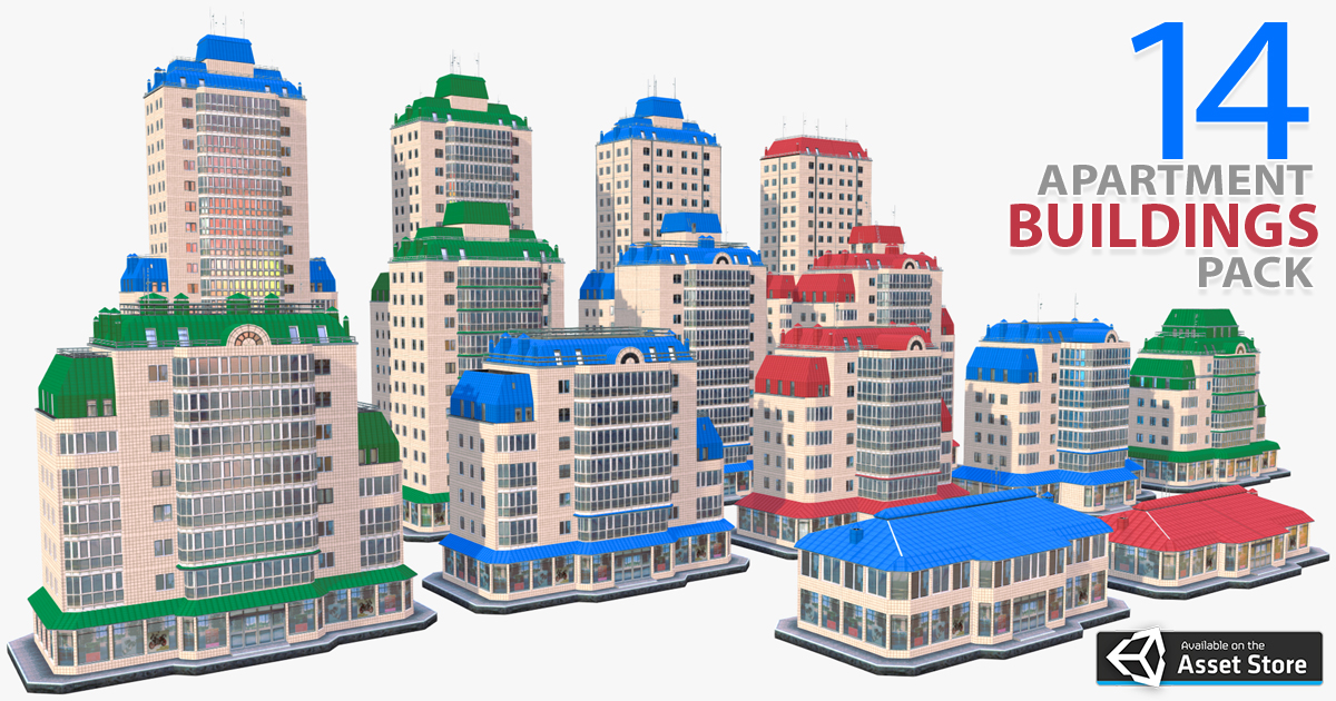 Apartment buildings pack | 3D Urban | Unity Asset Store