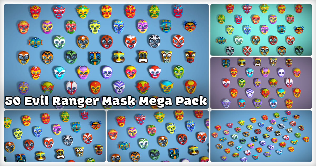 50 Kids Evil Mask Mega Pack - All In One - Cartoon Mask - Stylized ...