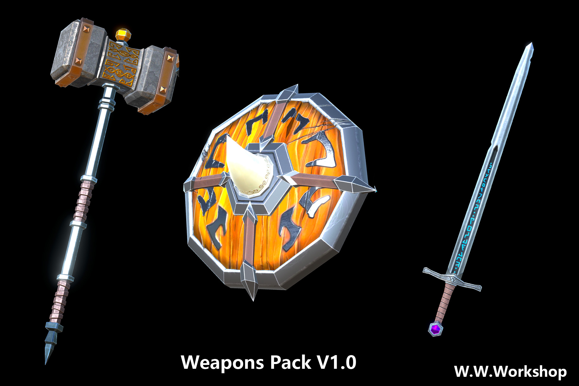 Weapons-Sword,Shield,Hammer Pack | 3D Weapons | Unity Asset Store