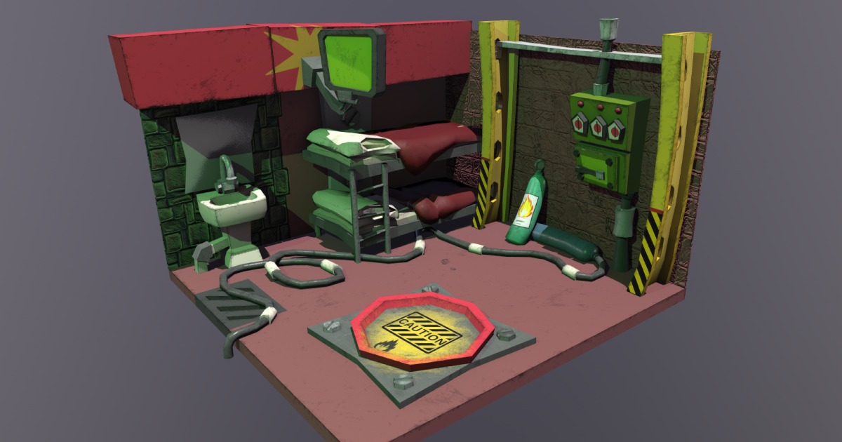 low poly post-apocalyptic room | 3D Interior | Unity Asset Store