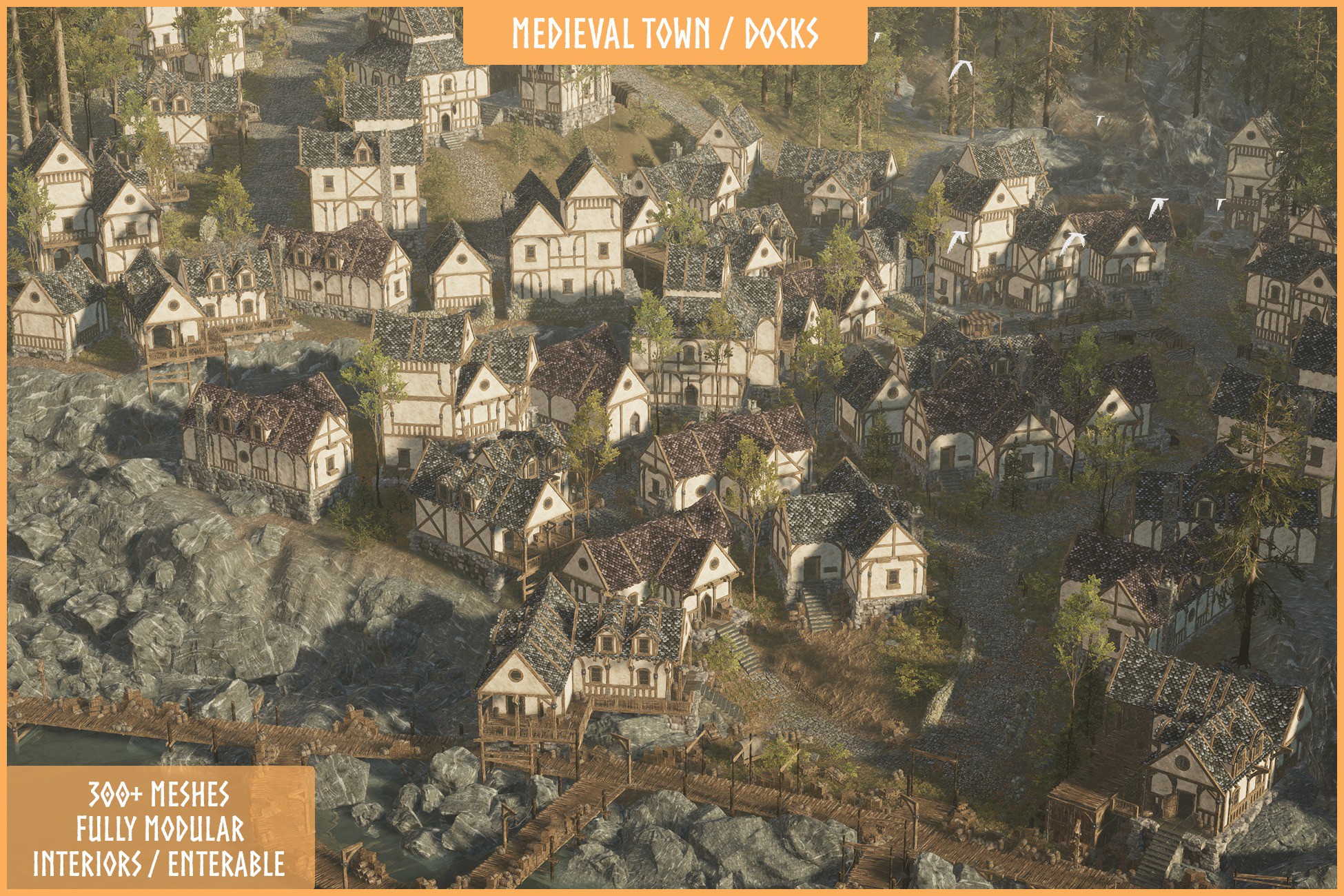 Modular Medieval Town, Docks (Medieval Town, Medieval Village, Town ...