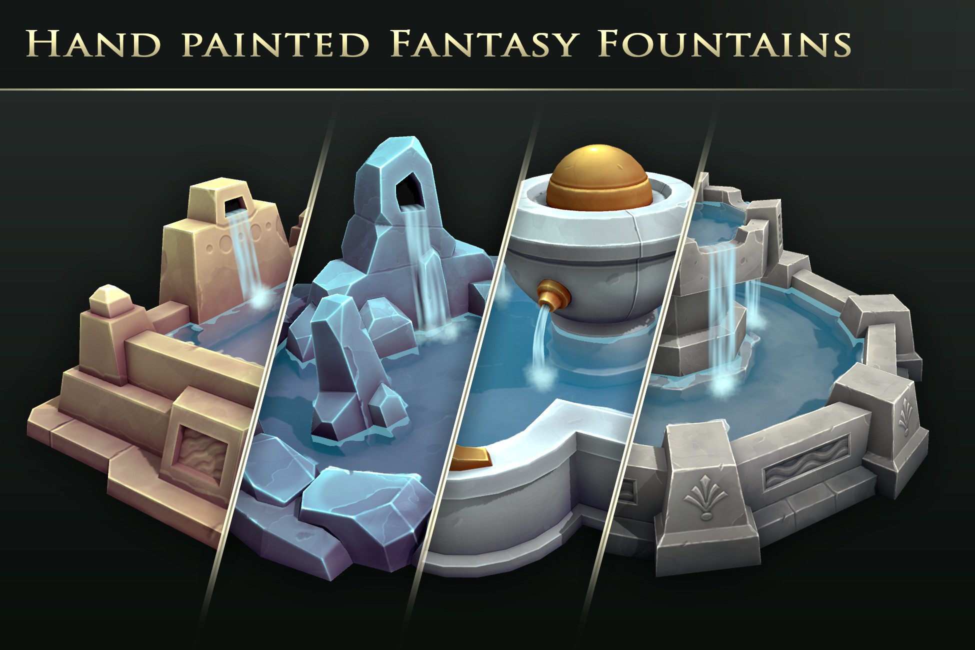 Hand Painted Fantasy Fountains | 3D Props | Unity Asset Store