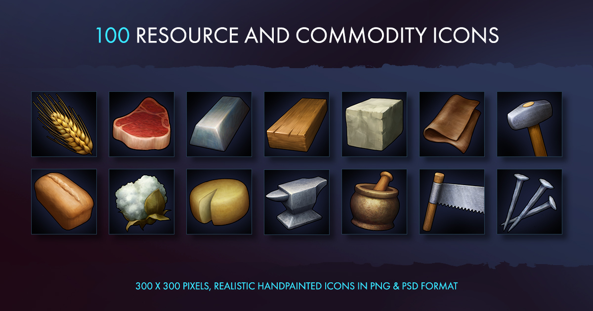 Resource Commodity And Tool Icons | 2D アイコン | Unity Asset Store
