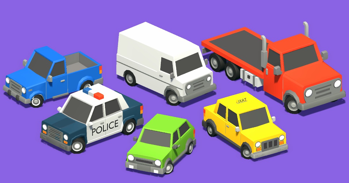 FREE Cartoon Car Pack - Simple Vehicles | 3D Land | Unity Asset Store