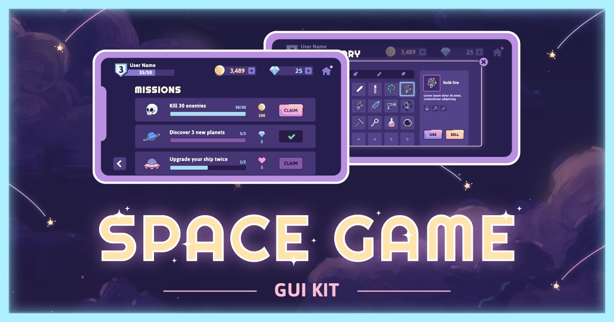 Space Game GUI kit | 2D Icons | Unity Asset Store
