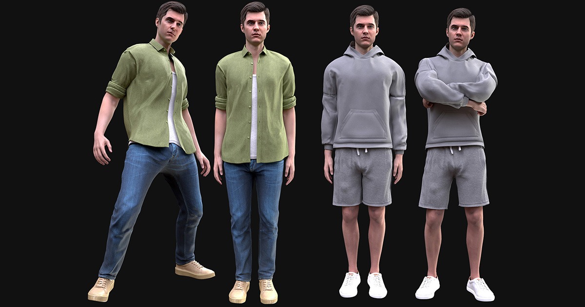 Collection 1 - Man in Casual & Sport Outfits - Rigged | 3D Characters ...