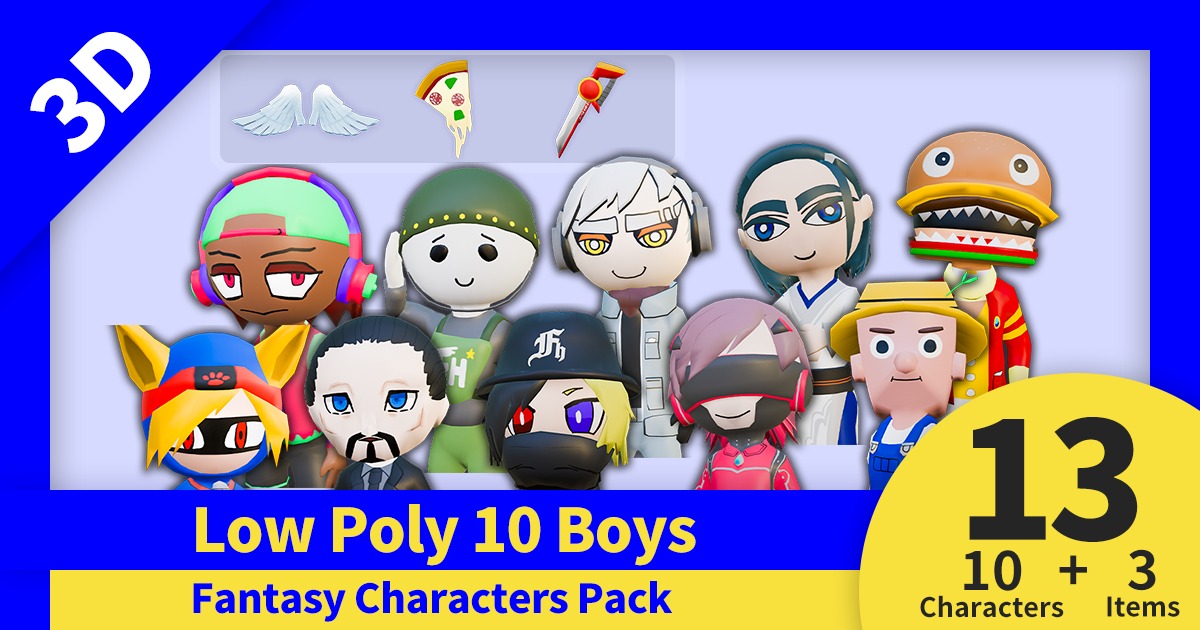 Low Poly 10 Boys - Fantasy Characters Pack | 3D Humanoids | Unity Asset ...