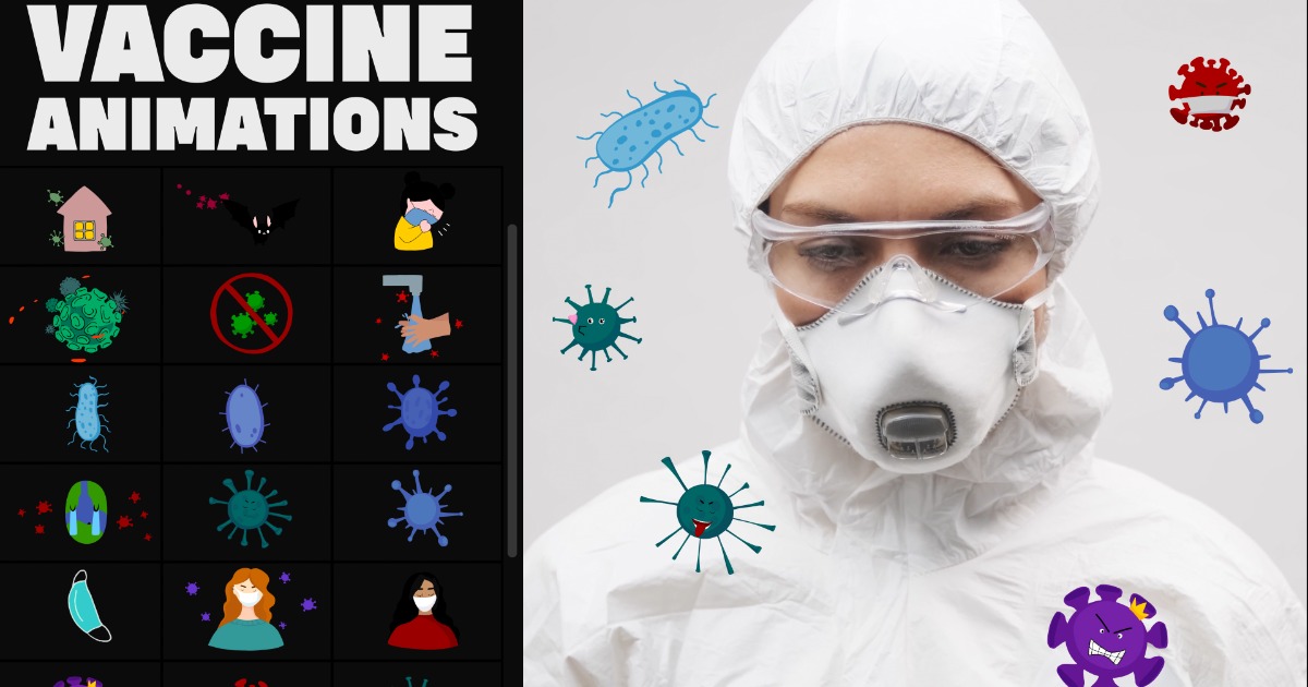 Corona Virus And Vaccine Cartoon Icons (13.09) | 2D Textures ...
