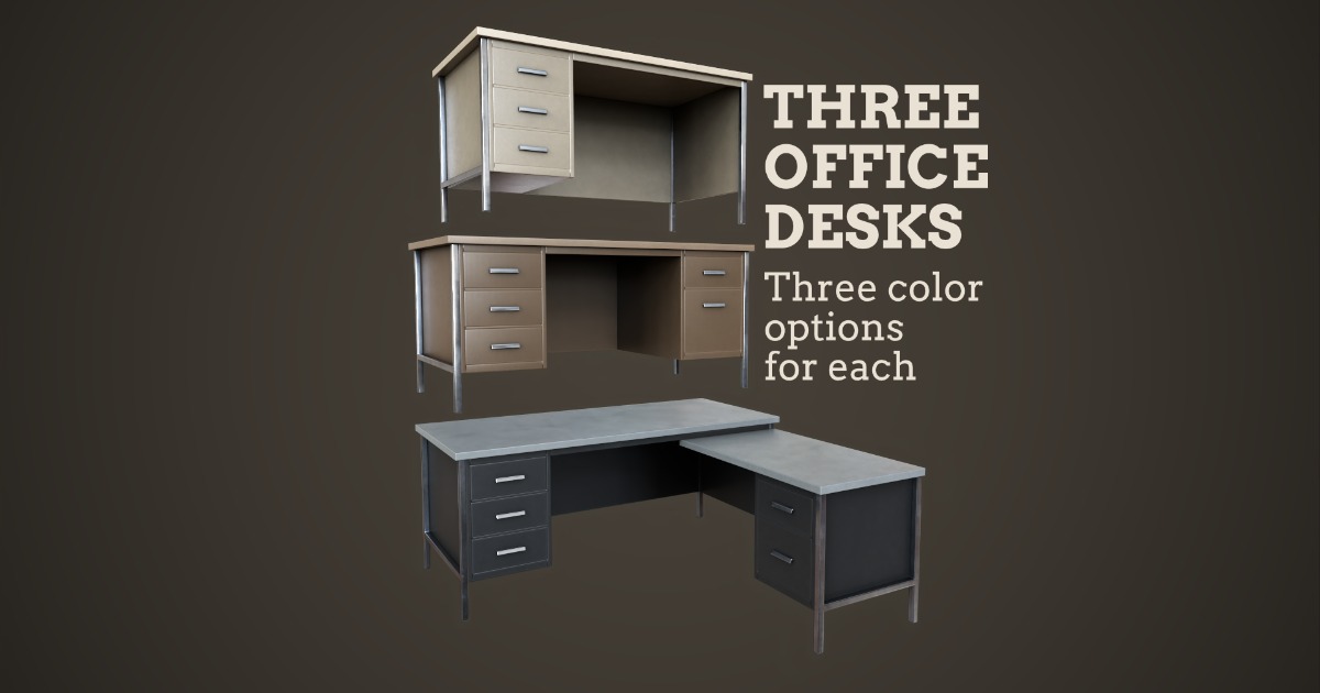 Three office desks | 3D Furniture | Unity Asset Store