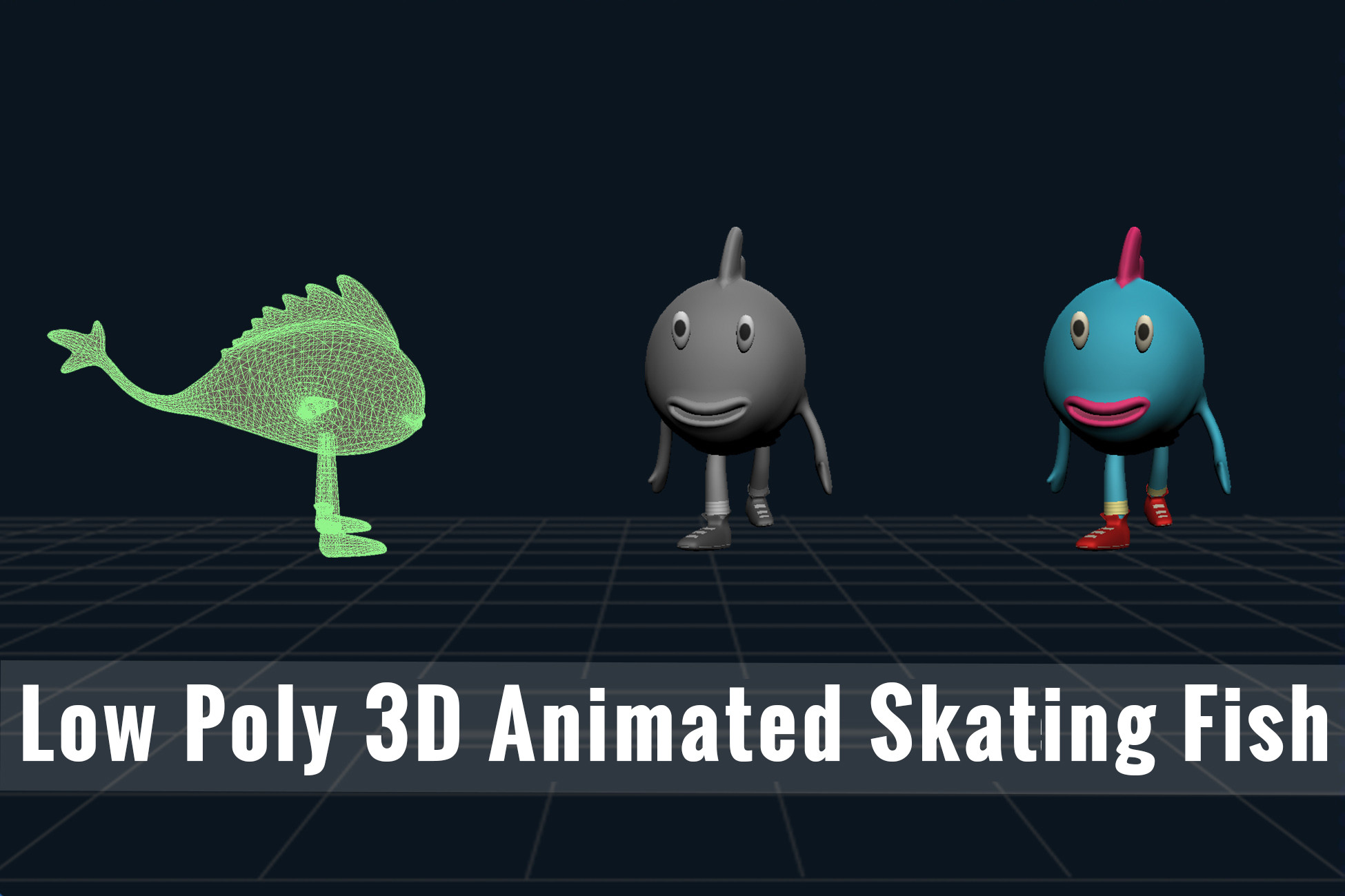 Low Poly 3D Animated Skating Fish | 3D Characters | Unity Asset Store