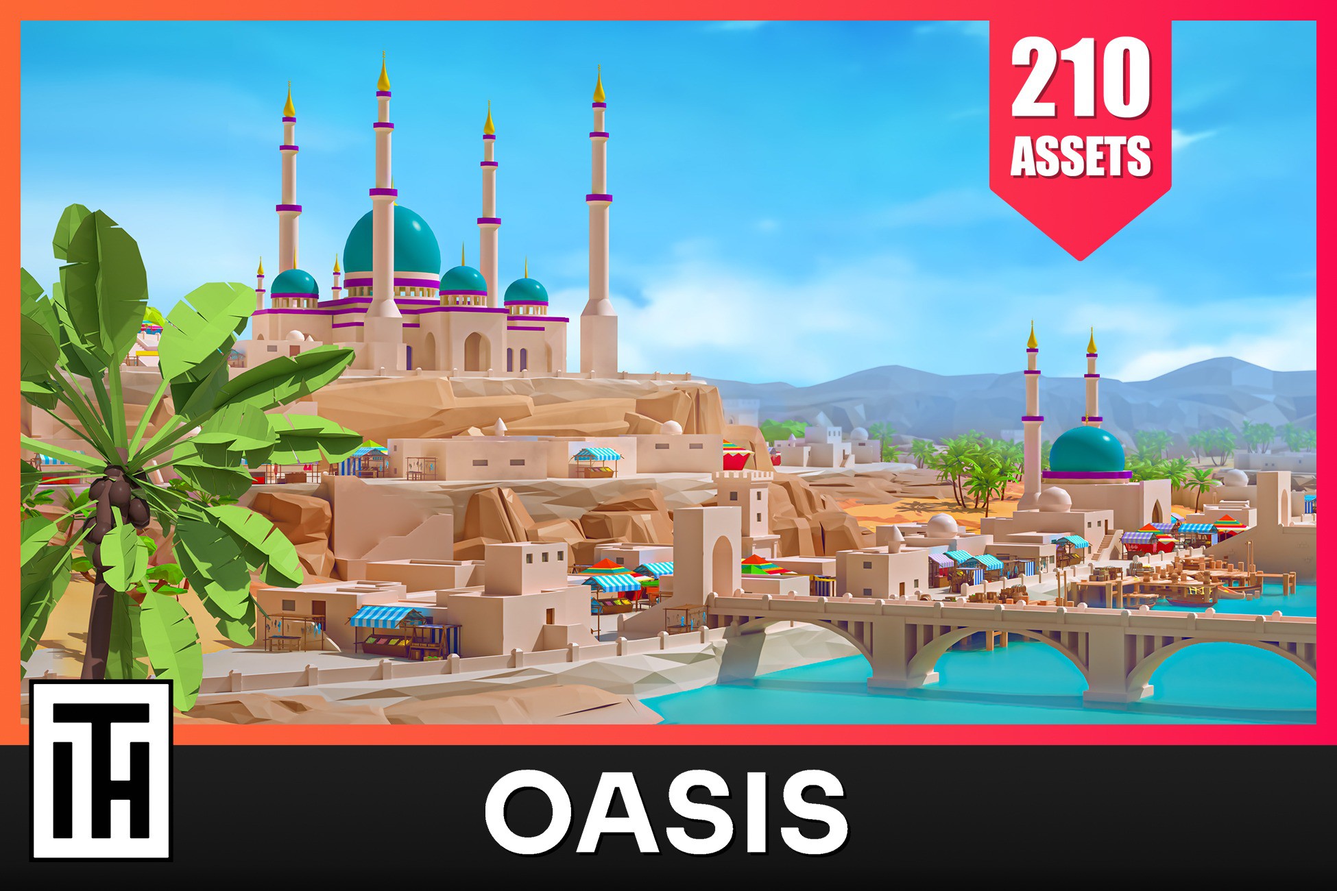 Desert City Oasis - Low Poly 3D Models Pack | 3D Historic | Unity Asset Store