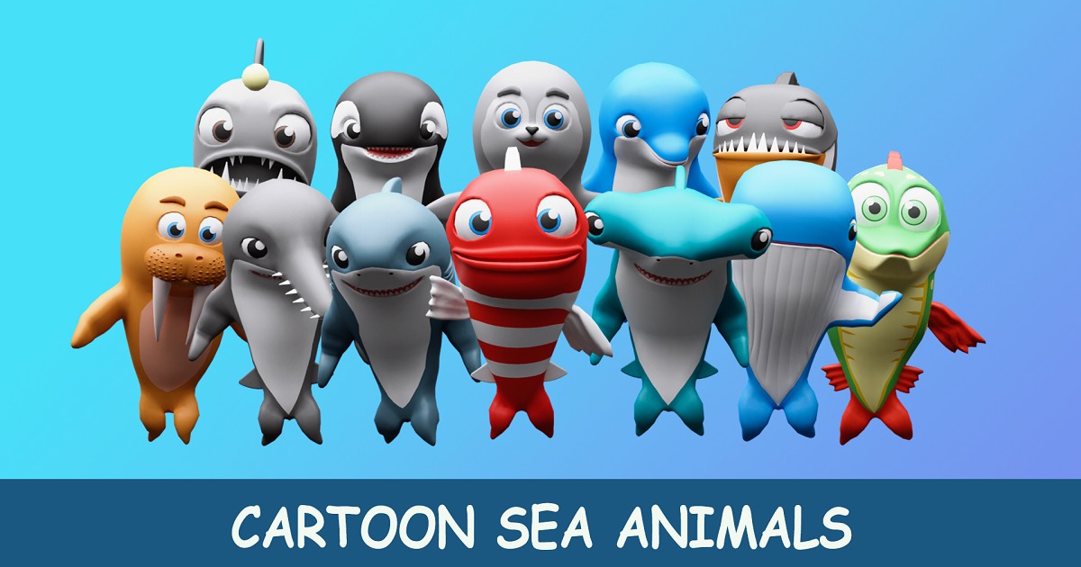 Cartoon sea animals | Characters | Unity Asset Store
