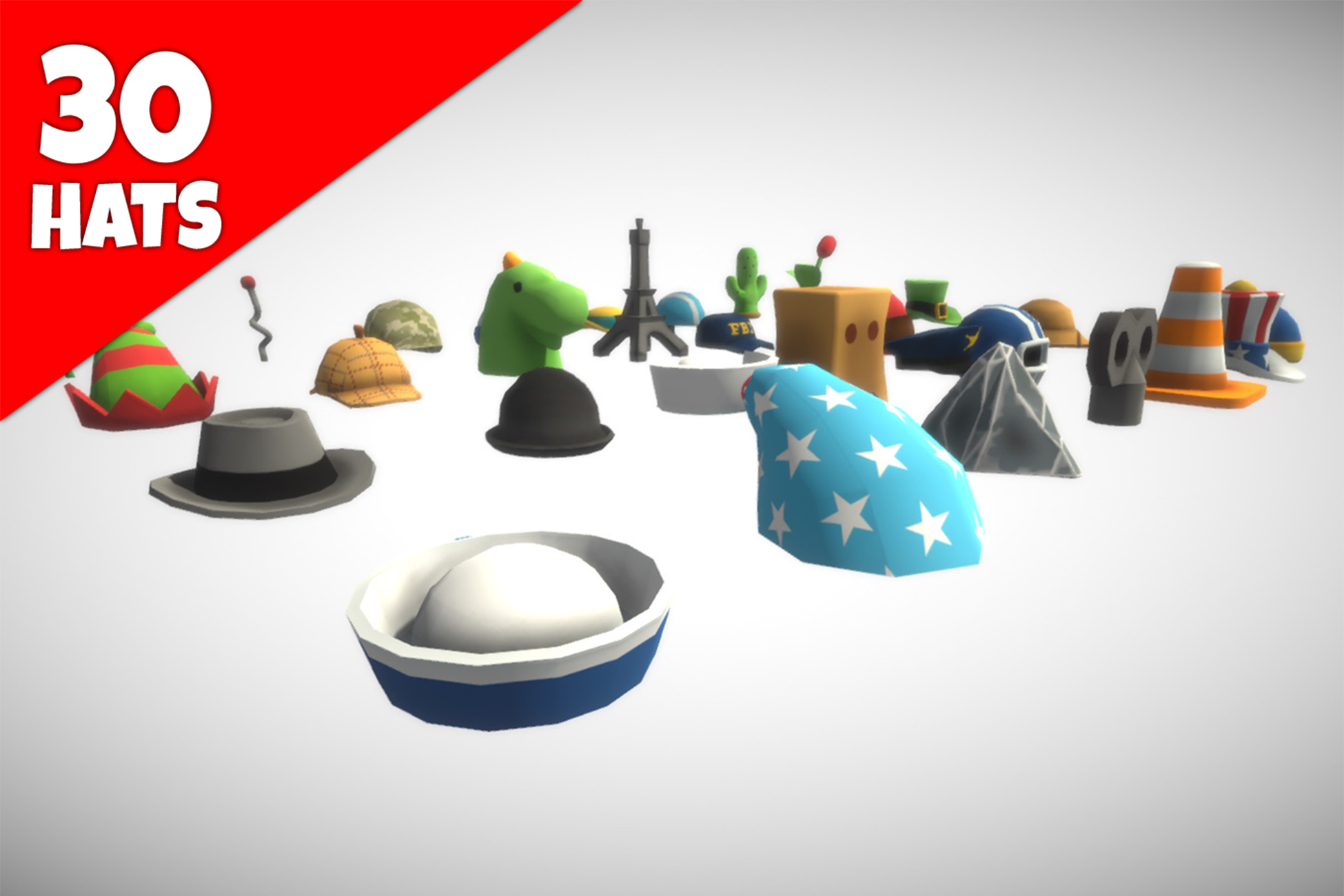 Ultimate Modern & Funny Low Poly Hat Collection | Props | Unity Asset Store