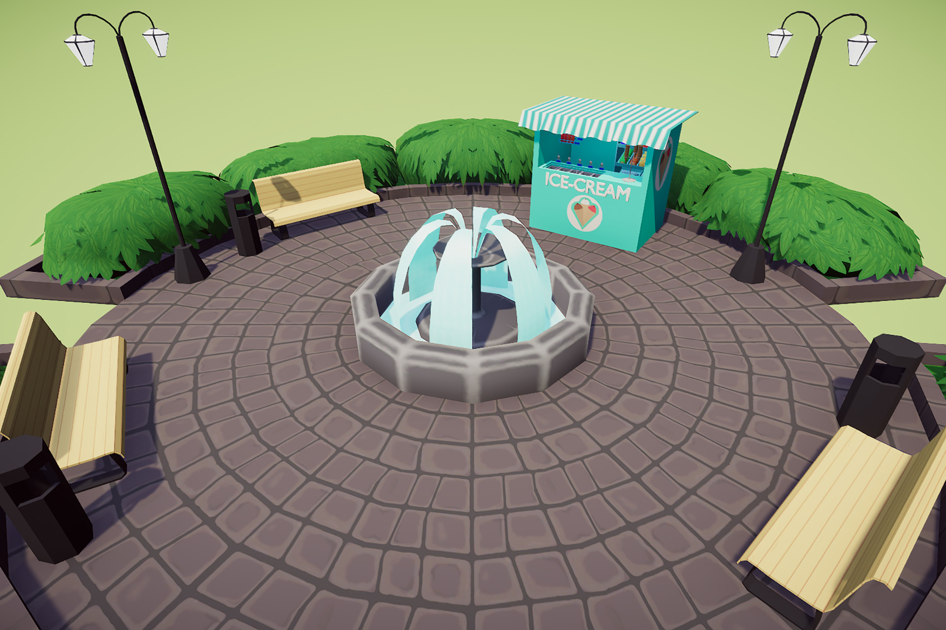 Lowpoly Town Square | 3D Urban | Unity Asset Store