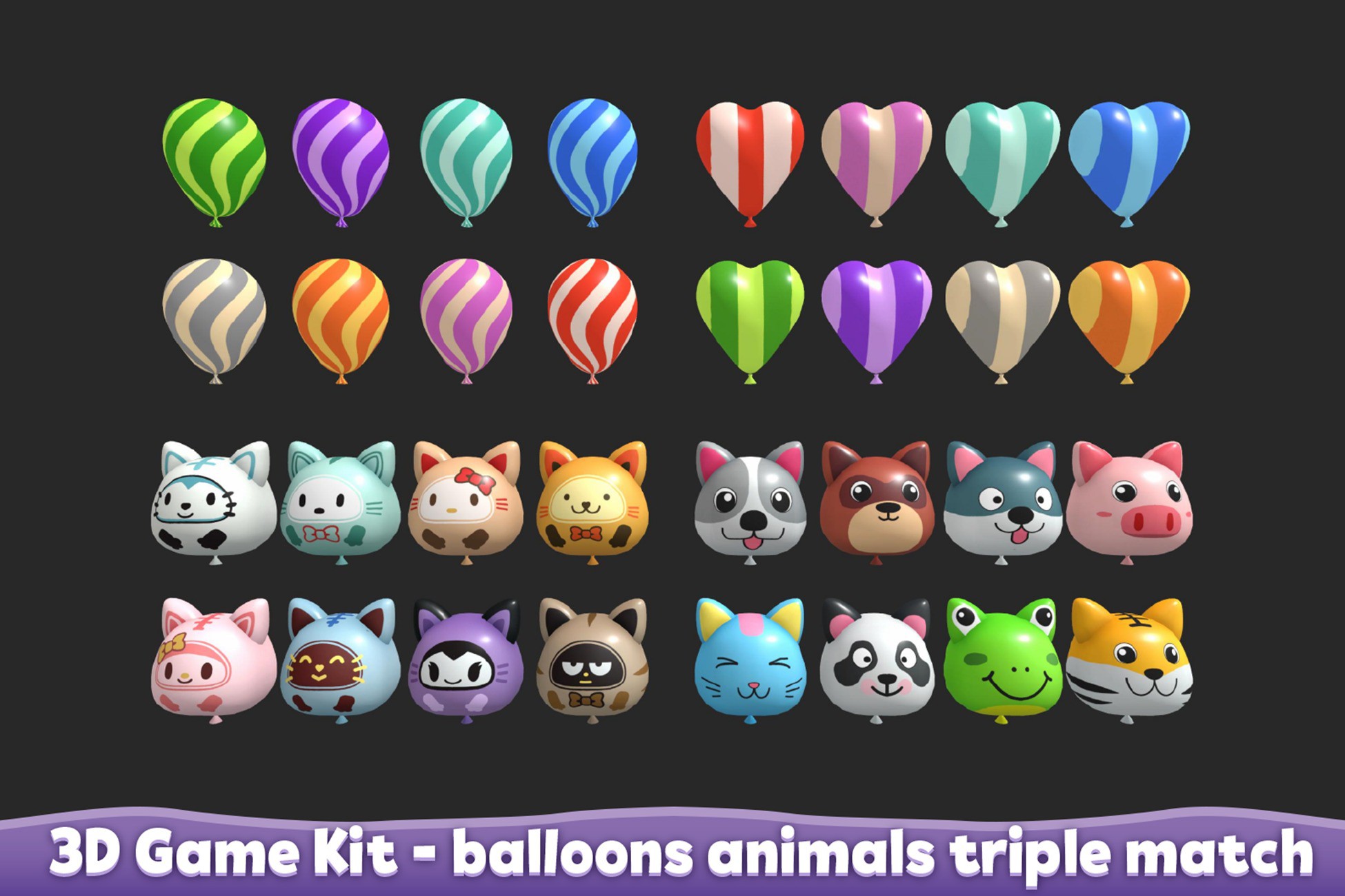 3D Game Kit - balloons animals triple match | 3D Props | Unity Asset Store