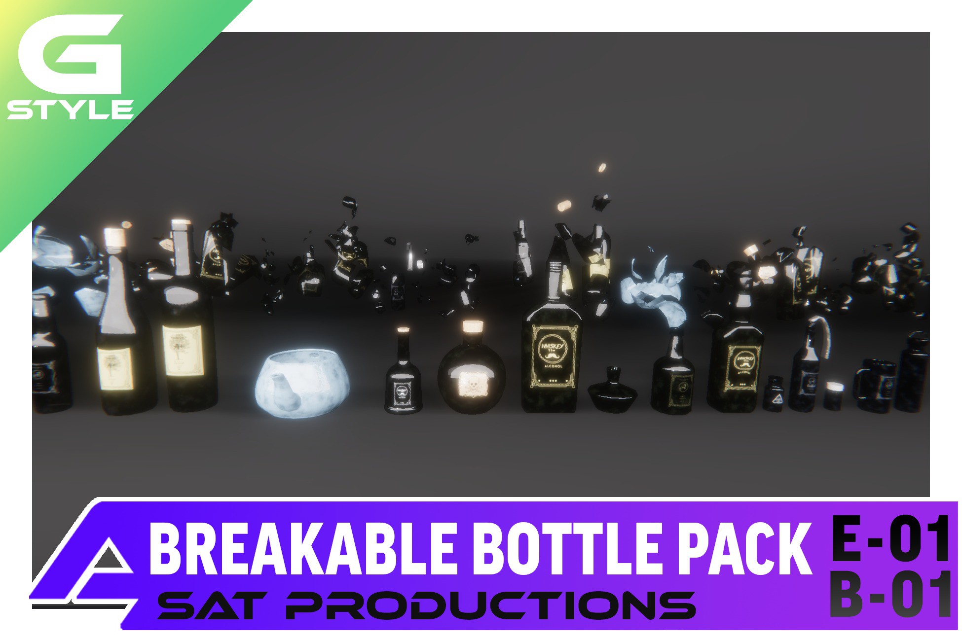 Breakable Bottle Pack | 3D Props | Unity Asset Store