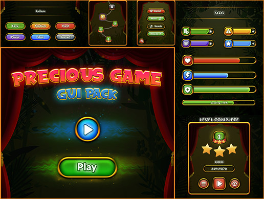 Precious Game GUI Pack Compatible with Mobile/iPad | 2D GUI | Unity ...