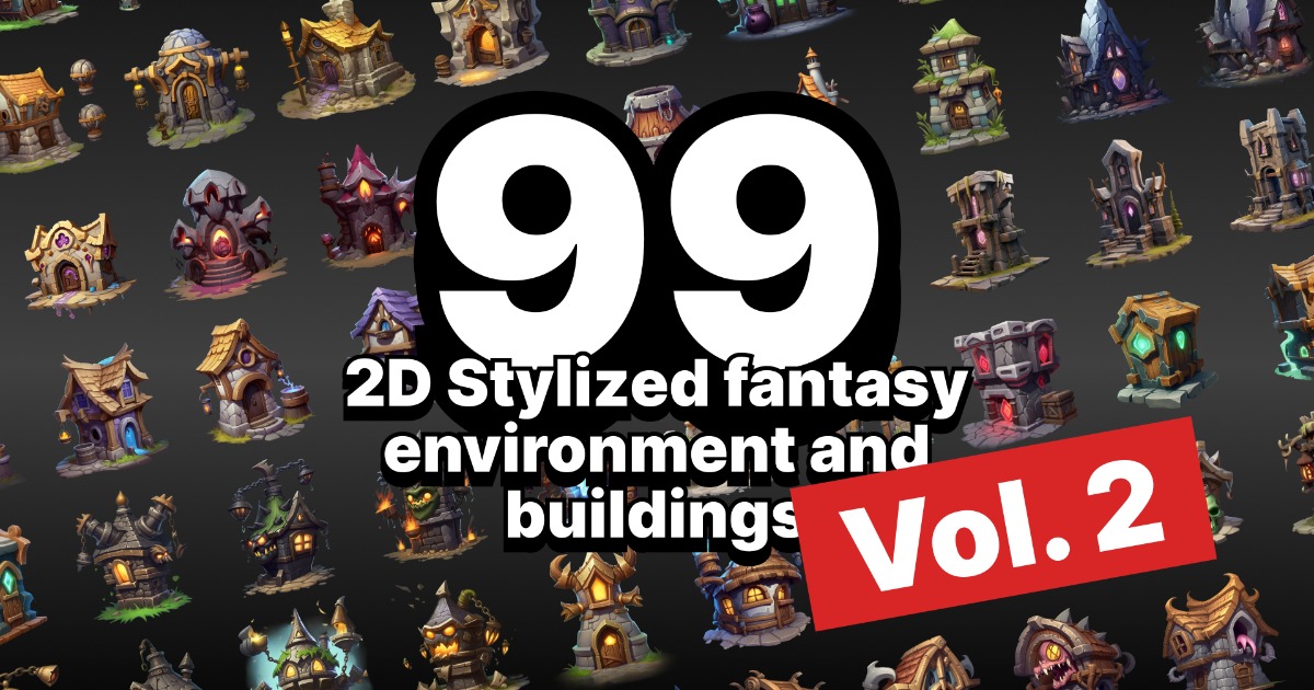 2D Stylized fantasy environment and buildings vol.2 | 2D Environments ...