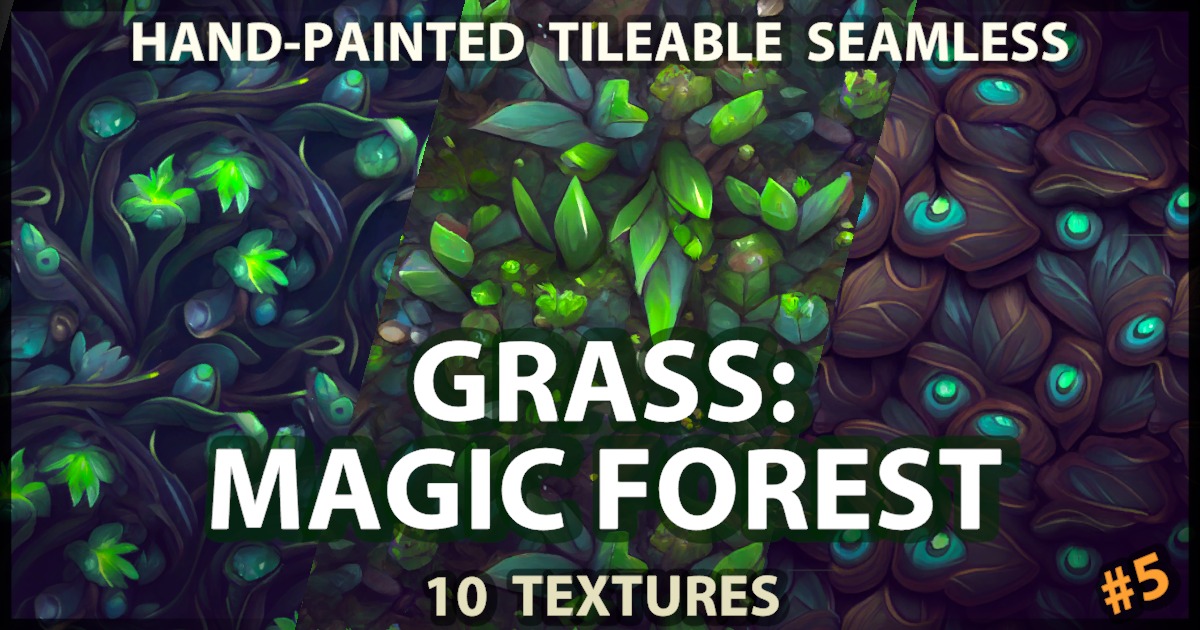 Grass Magic Forest Floor: 10 Textures (Hand-painted, Seamless ...