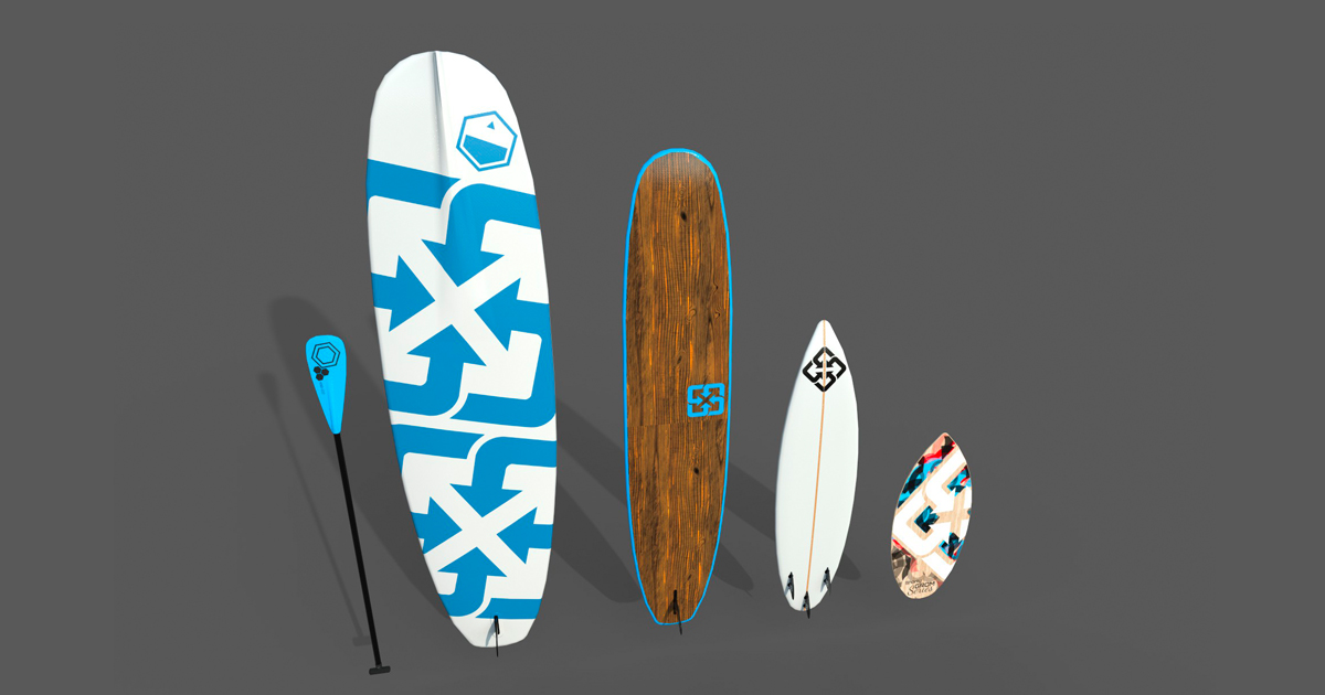 Surf Skim board Longboard Stand Up Paddleboard Pack | 3D Props | Unity ...