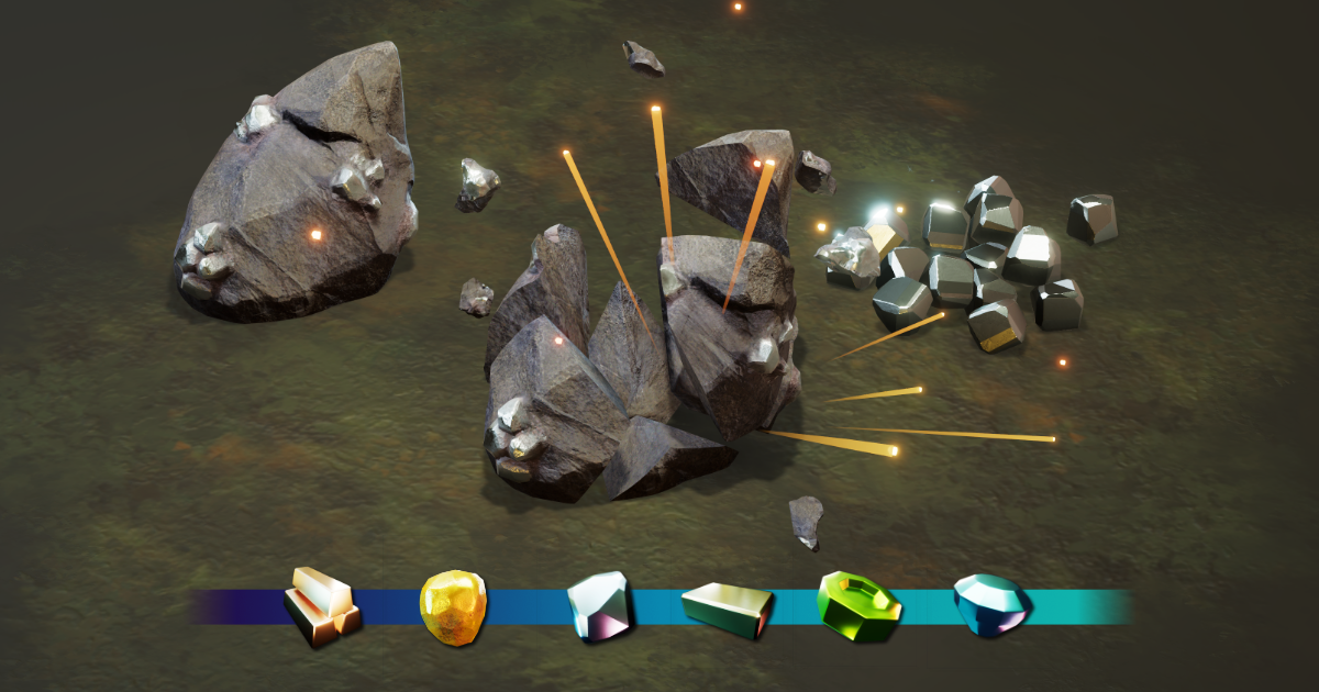 Shatter Stone: Metal Ores Resource Pack | 3D Props | Unity Asset Store