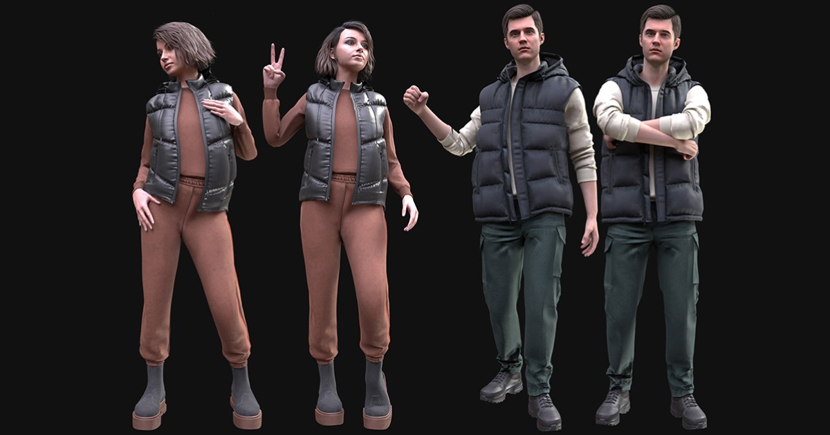 Collection 7 - Man/Woman Autumn Outfits - Rigged | 3D Characters ...