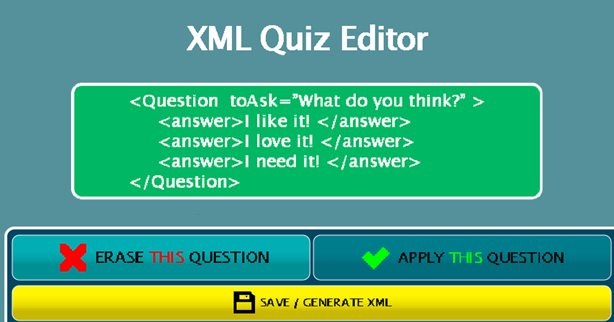 Xml Quiz Editor Utilities Tools Unity Asset Store 7778
