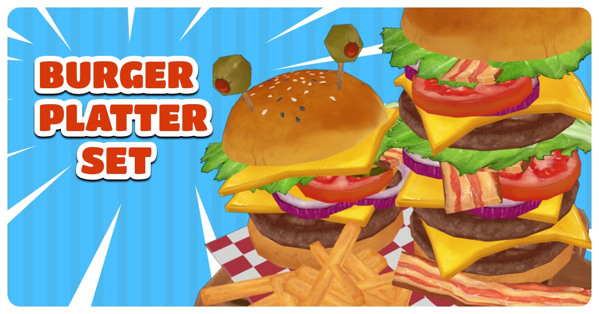Handpainted Burger Set | 3D Food | Unity Asset Store