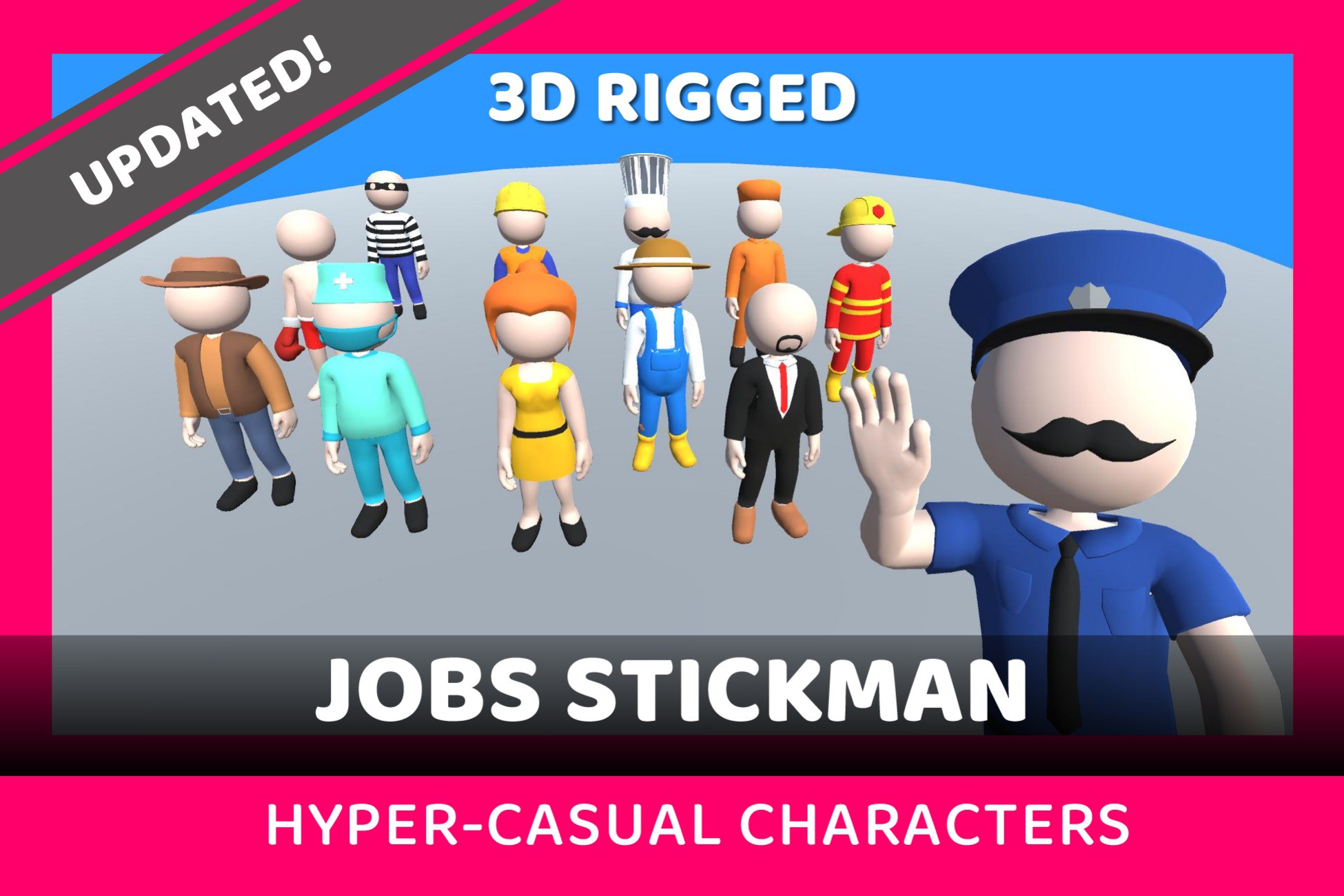Hyper-Casual Stickman Jobs Package | 3D Characters | Unity Asset Store