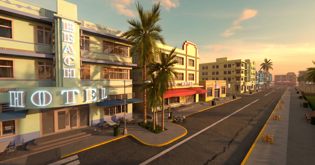 Miami beach - modular street | 3D Environments | Unity Asset Store