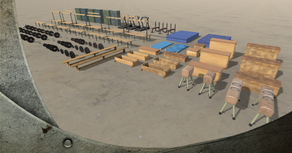 Gym and Sportshall Props Collection HQ | 3D Interior | Unity Asset Store
