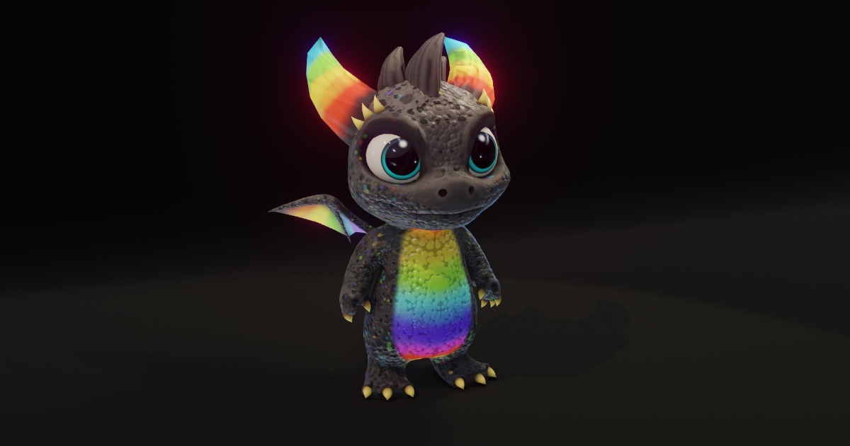 Cartoon Rainbow Baby Dragon 3D Model & 5 Music Tracks & 36 Sound ...