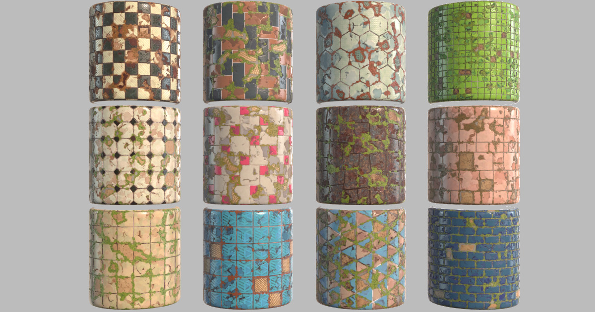 Stylized Tile Materials - 03 - Ruined | 2D Tiles | Unity Asset Store