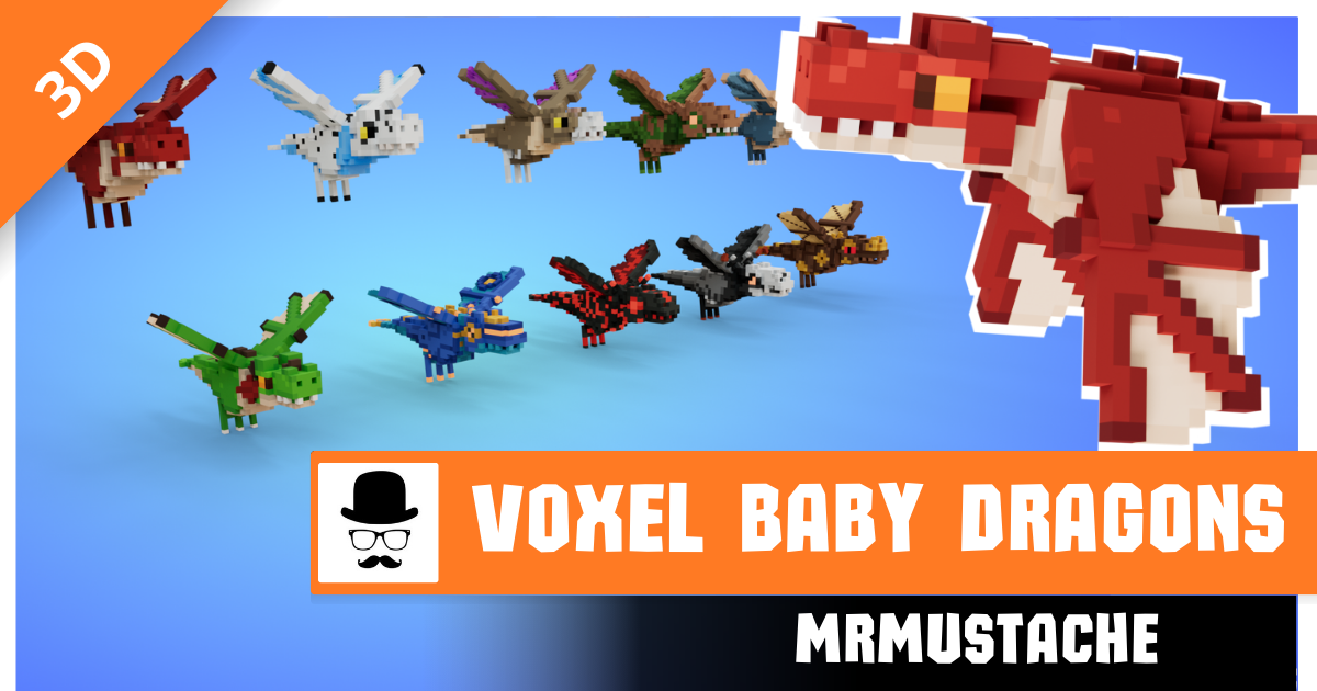 Voxel Baby Dragons Pack | 3D Creatures | Unity Asset Store