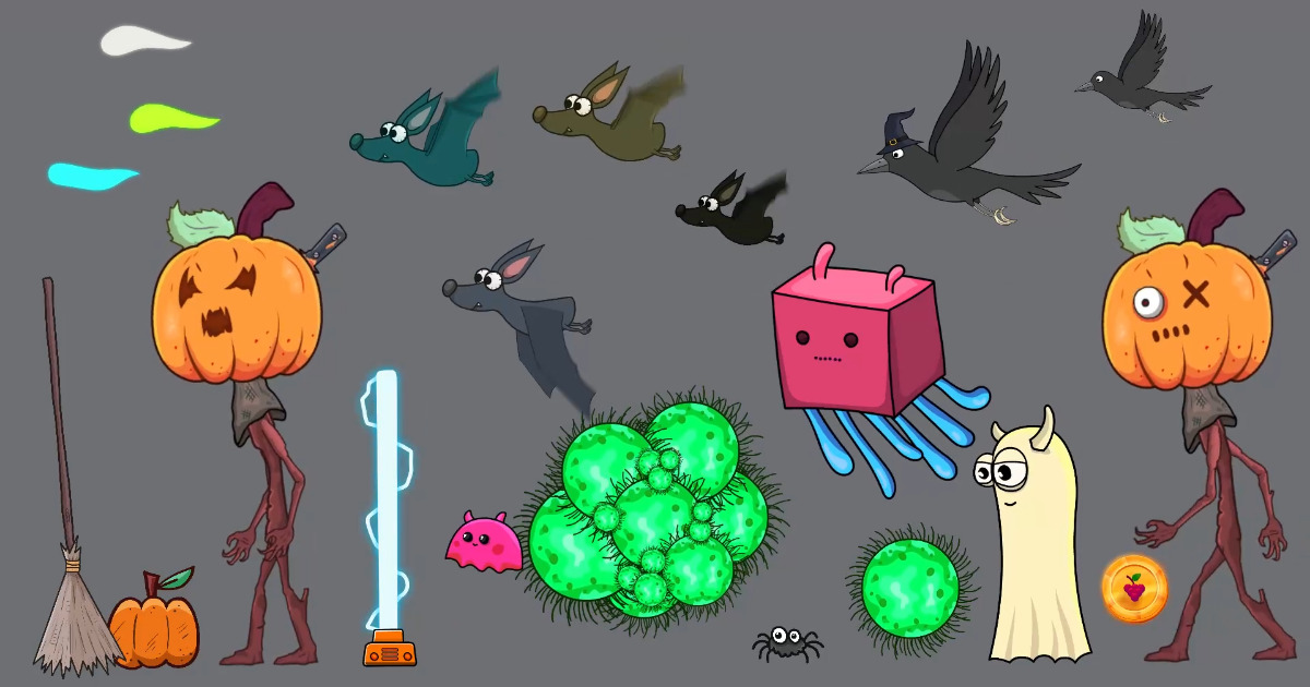 Halloween assets 2D : Pumpkin, Ghost, Monsters, Bats | 2D Characters | Unity Asset Store