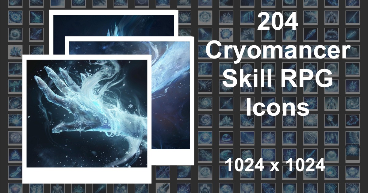 204 Fantasy Cryomancer Skill RPG Icons Pack | 2D Icons | Unity Asset Store