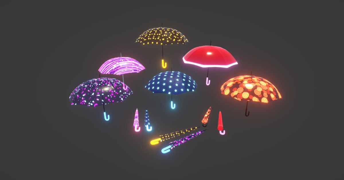 Colourful Umbrella's 3D(FREE) | 3D Props | Unity Asset Store