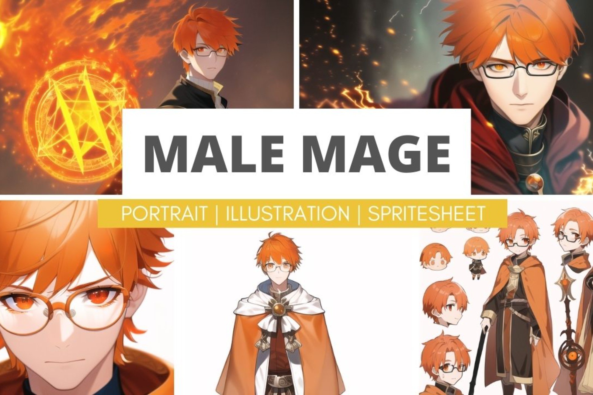 Male Mage (Fiery Resolve) - Fantasy Job Class Character Set | 2D ...