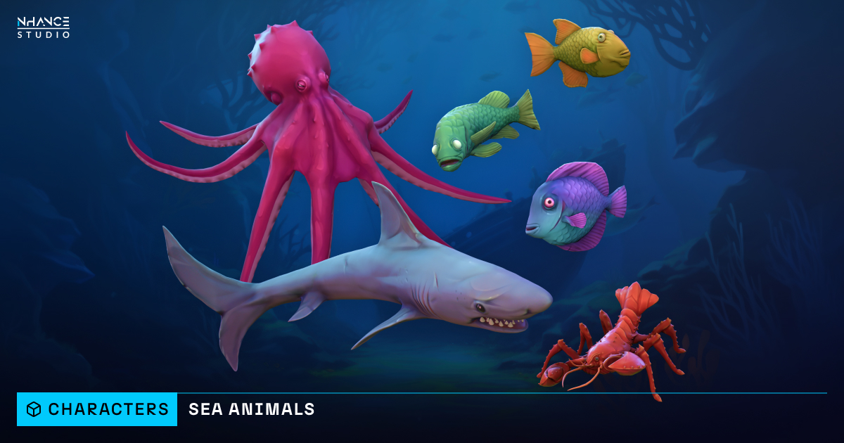 Stylized Sea Animals Pack #3 | キャラクター | Unity Asset Store