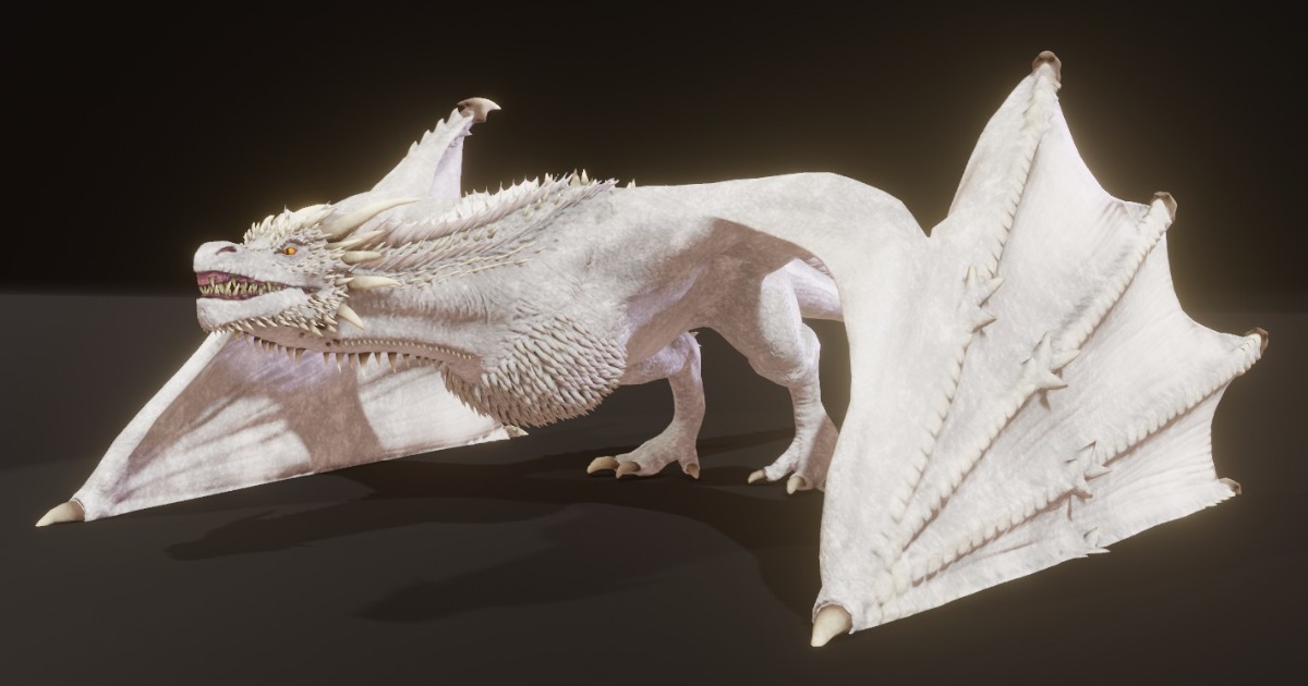 Realistic White Wyvern Animated Game-ready Low-poly 3D Model | 3D ...
