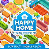 Happy Home – Stylized Living Room Furniture Interior Kit - Low Poly 3D