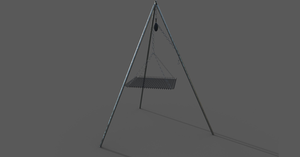 Tripod Camping Grill PBR | 3D Food | Unity Asset Store