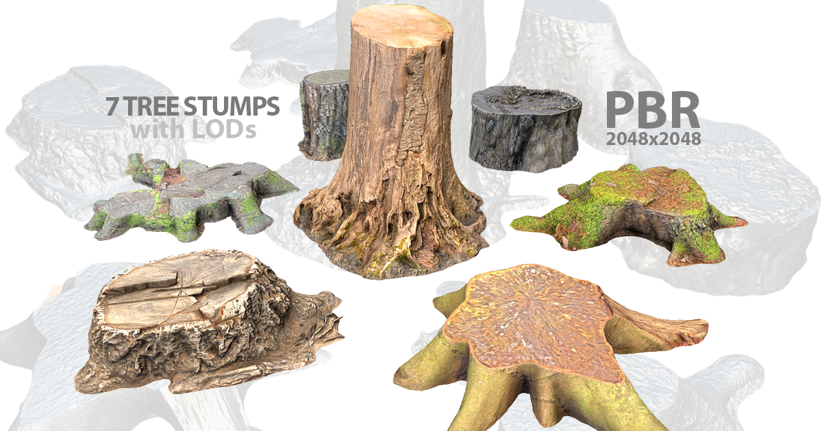 7 TREE STUMPS | 3D Trees | Unity Asset Store