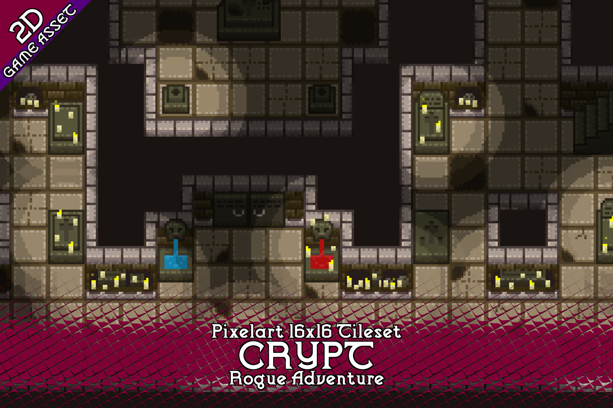 2D TopDown Crypt Tileset - Rogue Adventure | 2D 环境 | Unity Asset Store