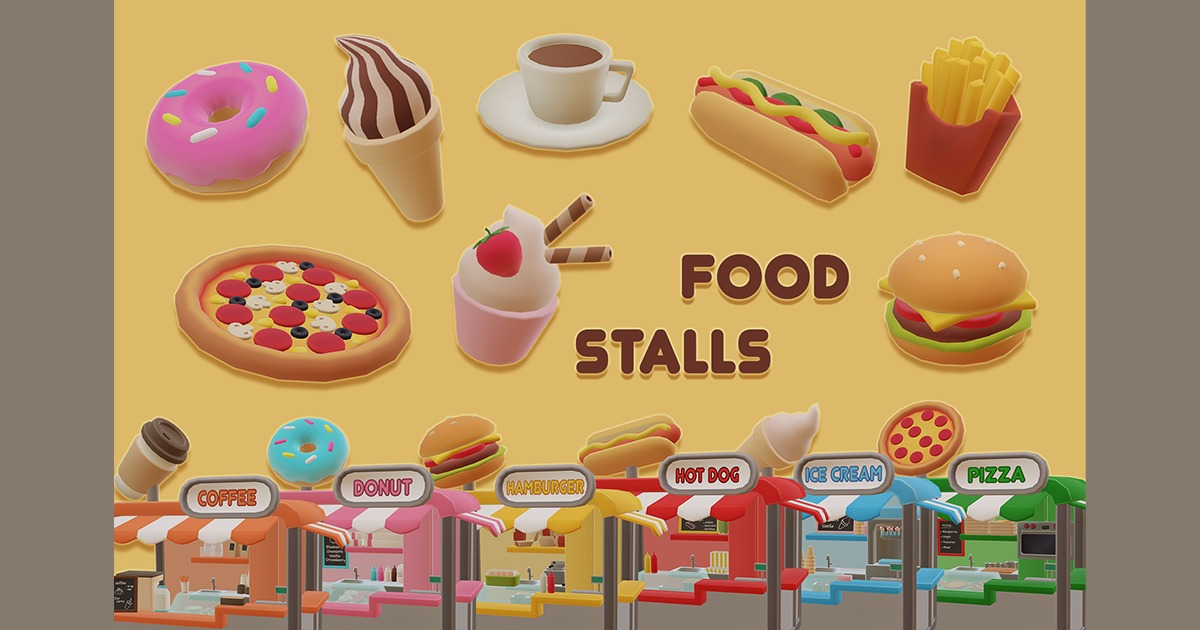 Low Poly 3D Food Stall Model Pack | 3D Environments | Unity Asset Store